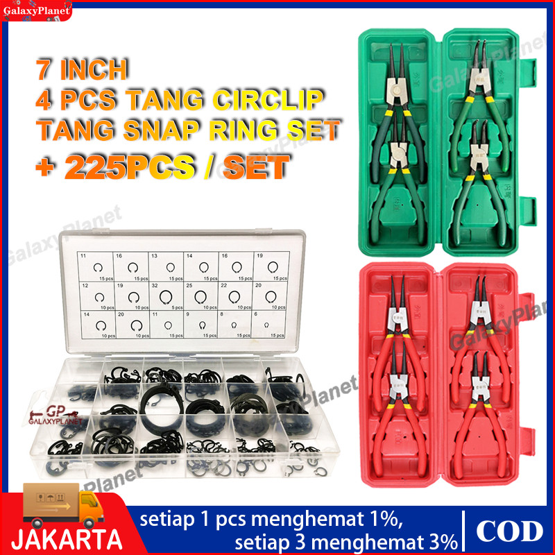 Jual 225 pcs + 7 Inch 4 pcs Tang Circlip tang snap ring set Set Tang ...
