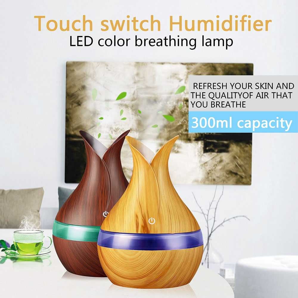 Jual Air Humidifier Aromatherapy Oil Diffuser Wood 300ml Pelembab Udara ...