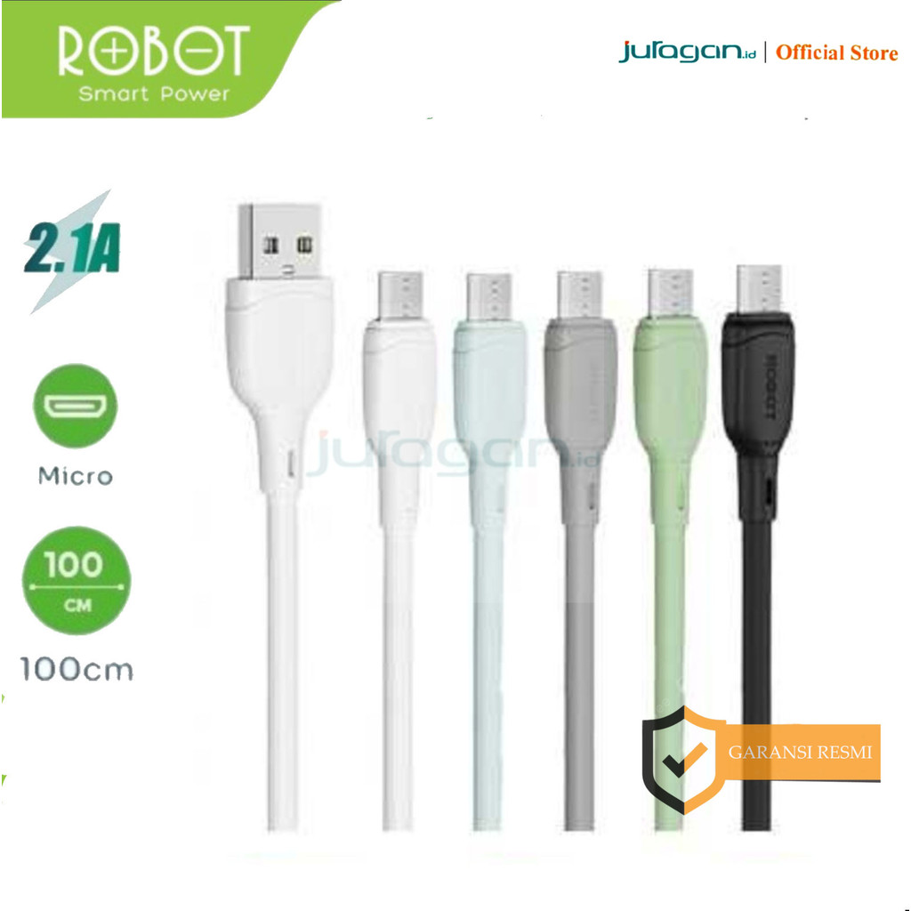 Jual ROBOT Kabel Data Micro RBM100S KUAT & AWET for Android Micro USB 1M Data Cable Original ...