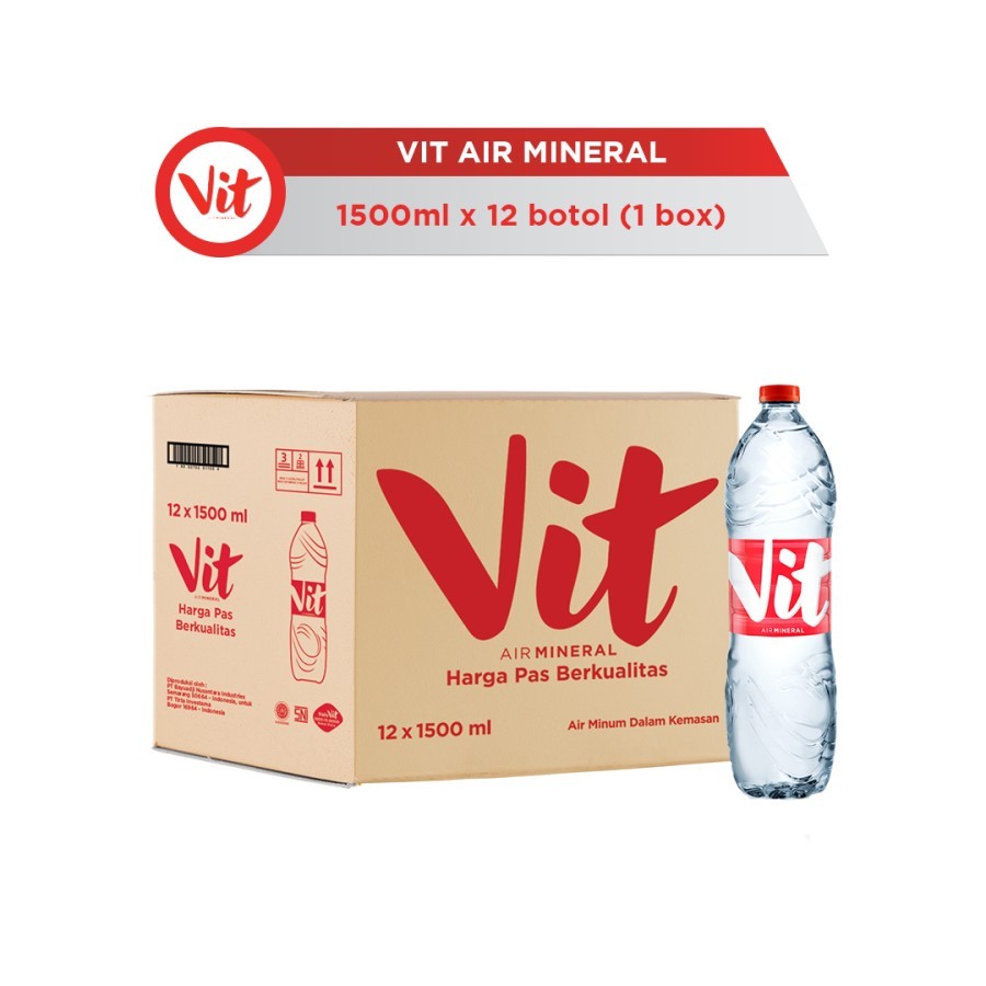 Jual KHUSUS INSTAN Vit Air Botol Besar 1500ml x 12 pcs 1 dus kardus ...