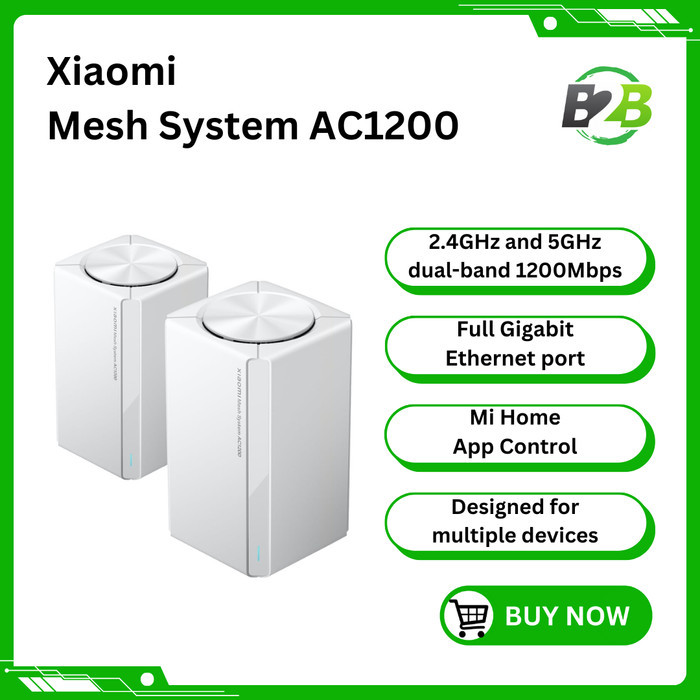Jual XiaoMi Router Mesh System AC1200 Dual-band 2,4 GHz 5 GHz 1200 Mbps Gigabit Ethernet Port ...