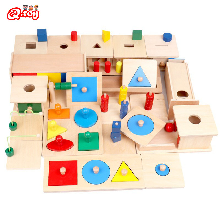 Jual Wooden Educational Learning Toys Sensorial Montessori Set Imbucare ...