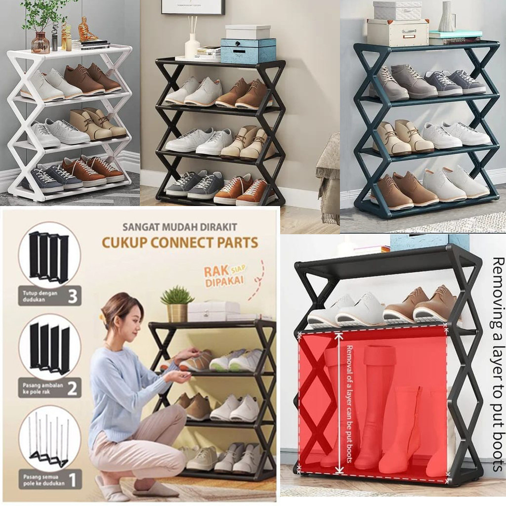 Jual Rak Sepatu Sandal ZigZag 4 Susun Plastik Serbaguna Rapi Hemat ...