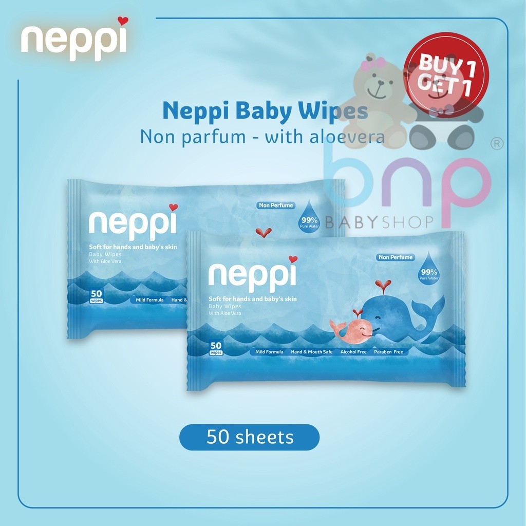 Jual Neppi Tissue Basah Baby wipes Non Parfum 50s Buy1 get1 | Shopee ...