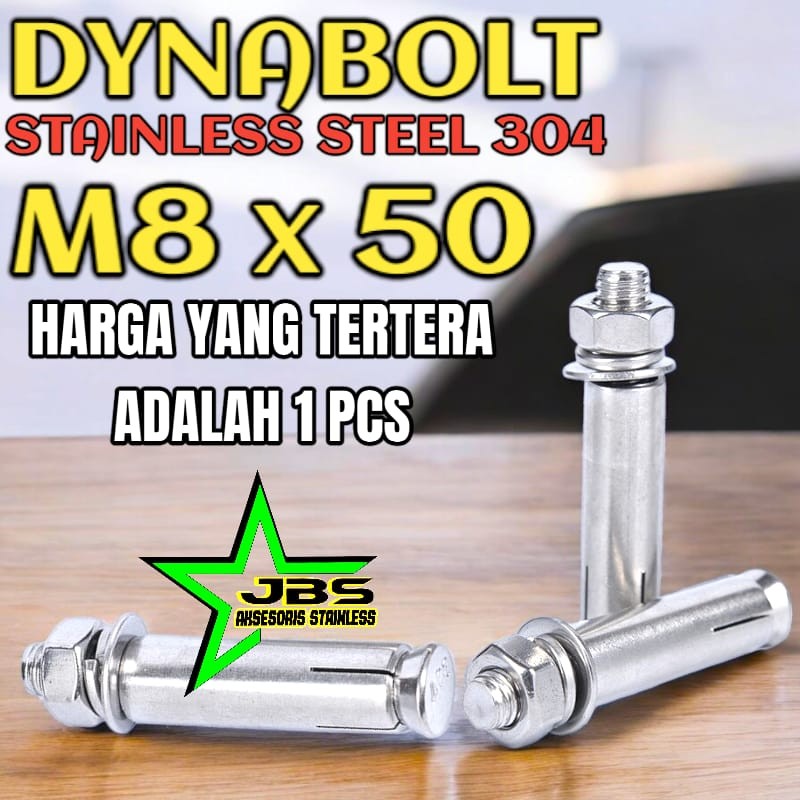 Jual DYNABOLT SS 304 M8x50 - DINABOLT - ANCHOR BOLT STAINLESS | Shopee ...