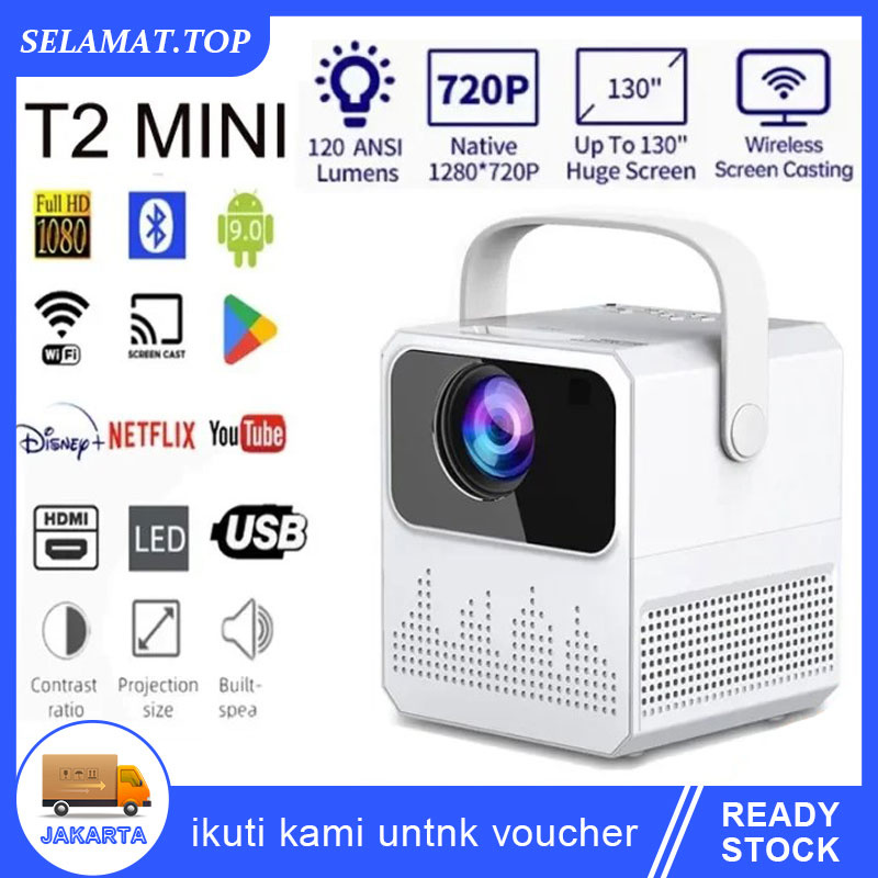 Jual Android Proyektor TV T2mini 6000 Lumen 4K HD Bluetooth Smart Projector Android 9 2G+16G ...