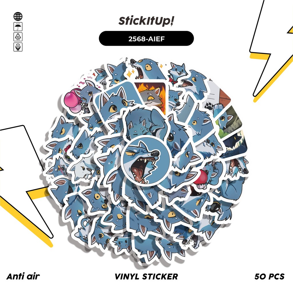 Jual COD 50 Pcs Stiker Pack FUNNY CHARACTER AIFELL THE BLUE WOLF ...
