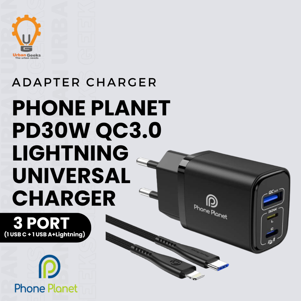 Jual Phone Planet 30W Universal Charger Set PD Type-C + Lightning + USB ...