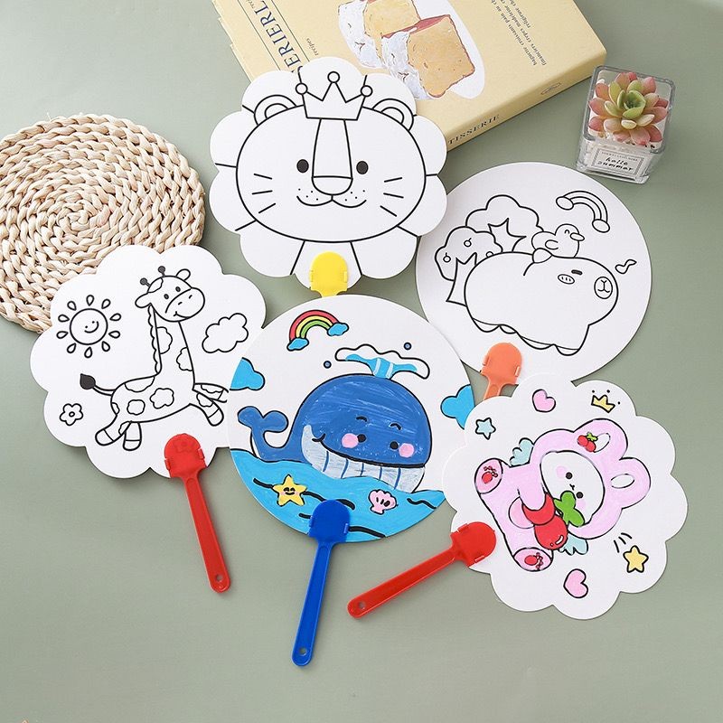 Jual DIY COLORING FAN LUCU kipas warna kartun anak dengan spidol atau ...