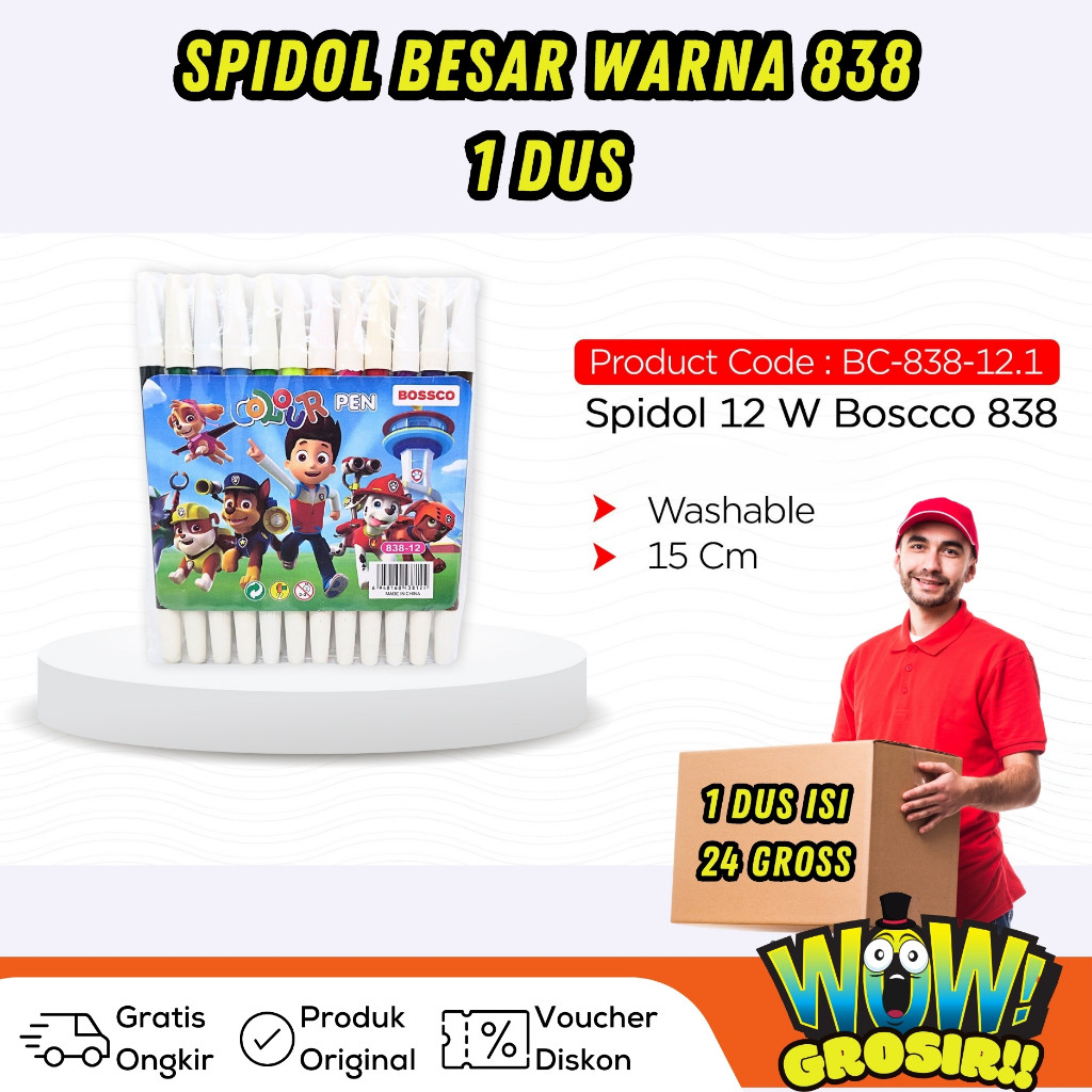 Jual WOWGROSIR GROSIR!!! (1 DUS isi 3456 PCS) Spidol BOSSCO 12 WARNA ...