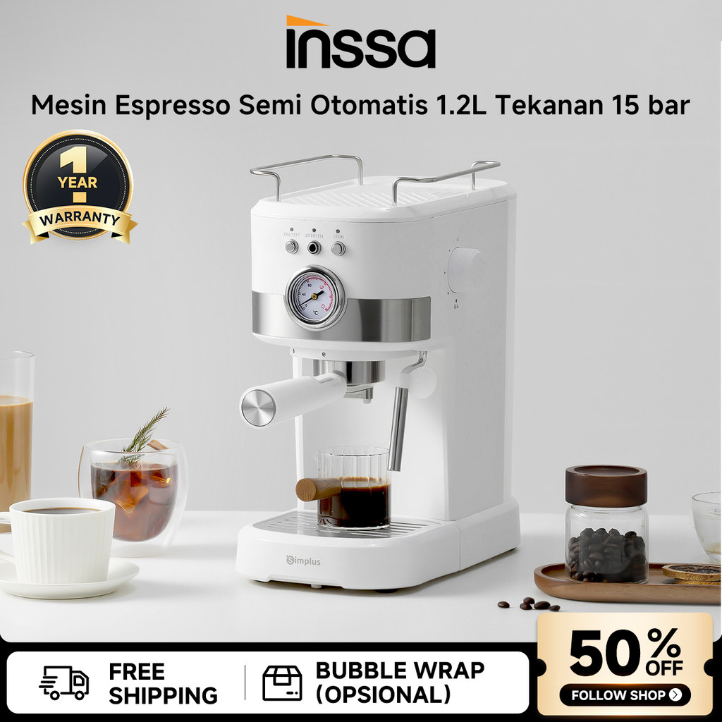 Jual INSSA X Simplus Mesin Espresso Semi Otomatis Tekanan15bar Kapasitas Tangki 1.2L Tombol ...