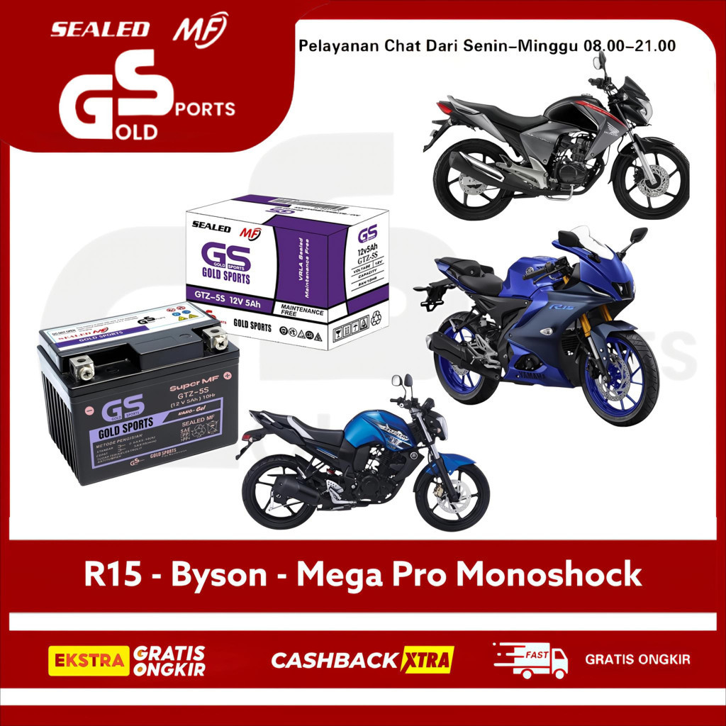 Jual GOLD SPORTS Aki Full Kering Motor R15 Byson Megapro Monoshock ...