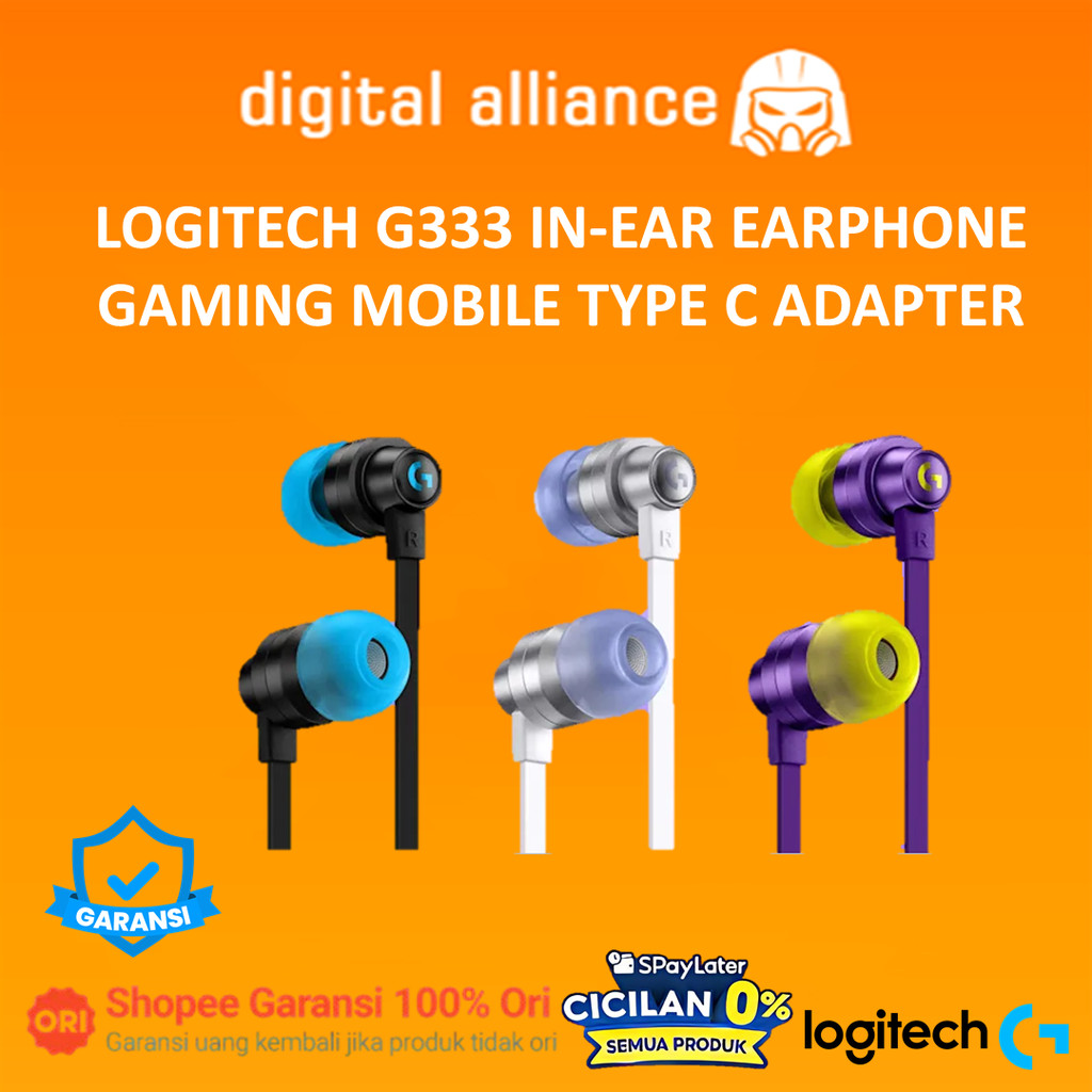 Jual LOGITECH G333 IN-EAR EARPHONE GAMING MOBILE TYPE C ADAPTER ...