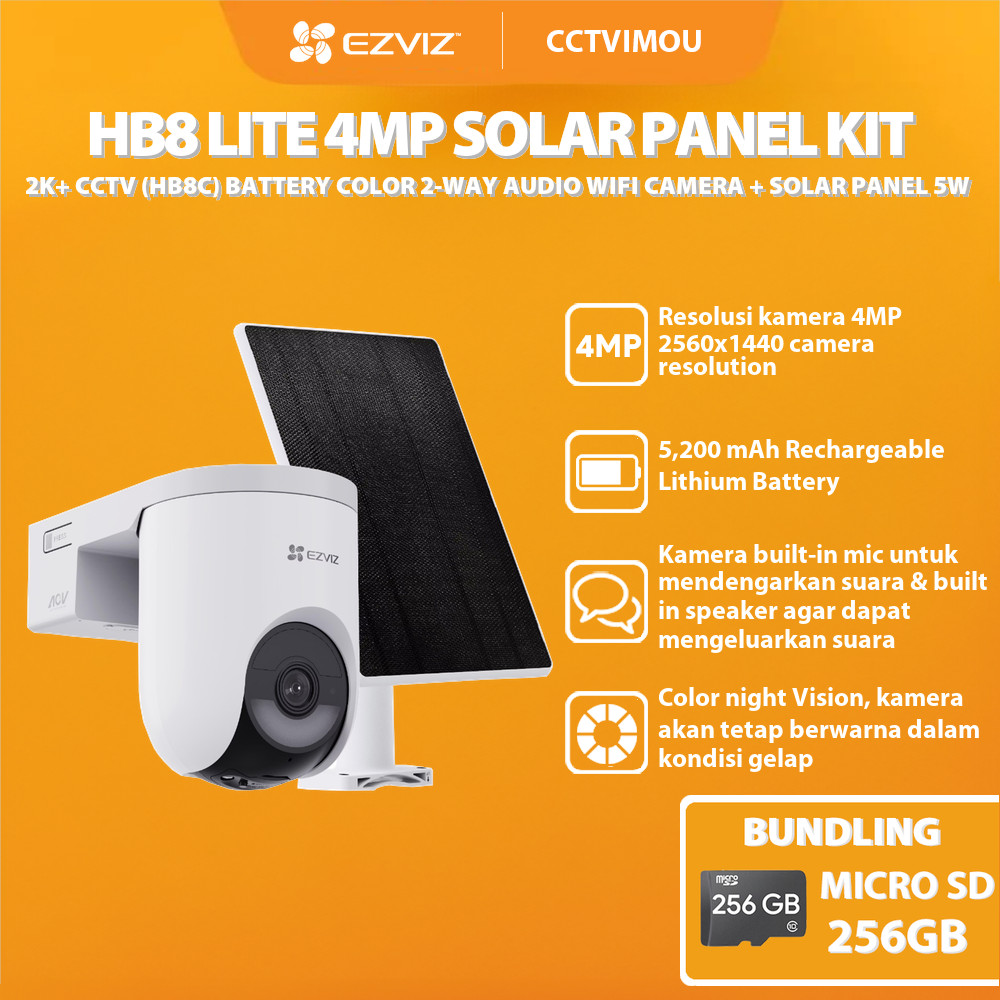 Jual EZVIZ HB8 LITE 4MP SOLAR PANEL KIT 2K+ CCTV OUTDOOR BATTERY COLOR ...