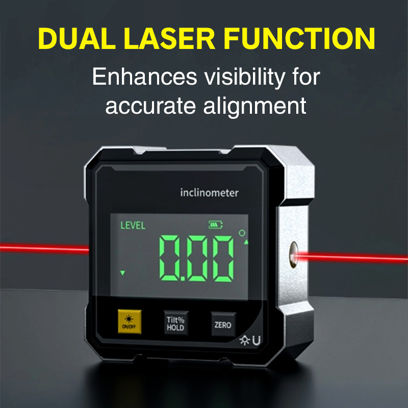 Jual Woodworking Tools 4-sided Magnetic Dual Laser Inclinometer Digital ...