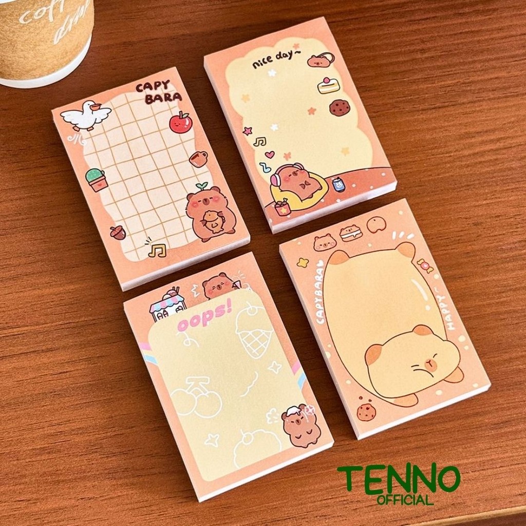 Jual TENNO Sticky Notes Kertas Catatan Lucu Capybara Perekat 6x9 cm 50 ...