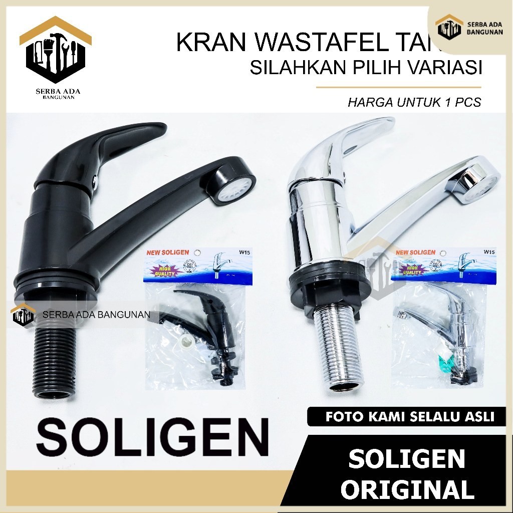 Jual SAB Kran Wastafel Soligen W15 Tanam Keran Air PVC Chrome Putih ...