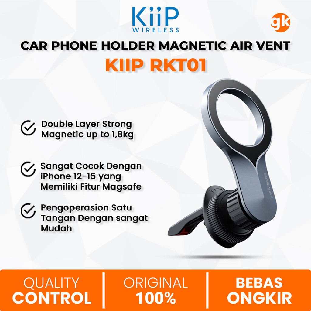 Jual KIIP Wireless RKT01 Car Phone Holder Magnetic AC Air Vent Mobil ...