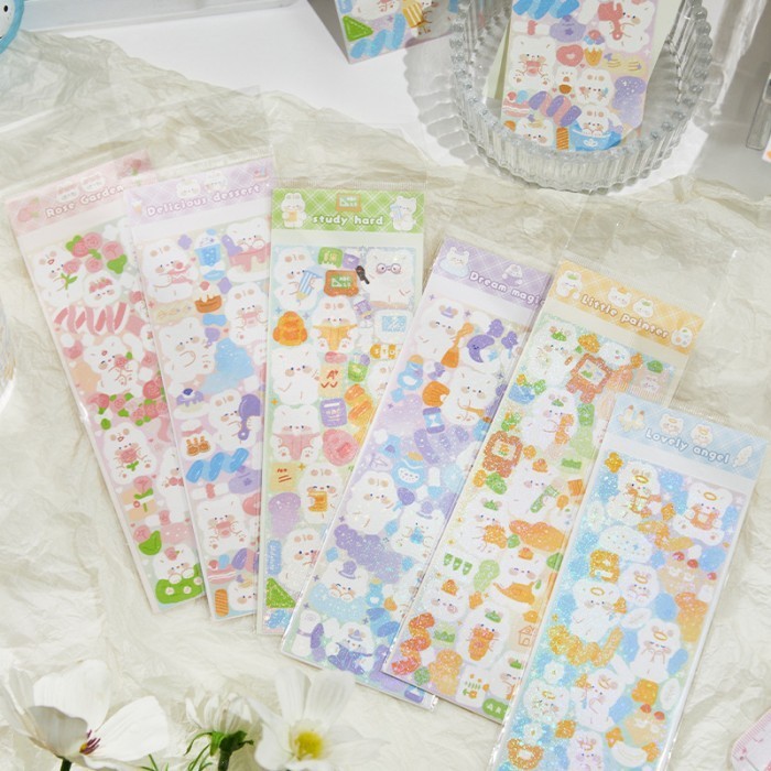 Jual Sticker Dekorasi Bunny And Bear PET PVC Sticker Anak Lucu Animal ...
