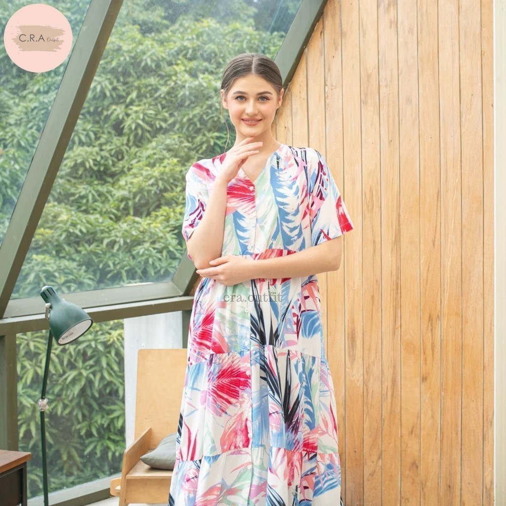 Jual CRA OUTFIT - Maxi Dress Jumbo Rayon Premium Kekinian Busui ...