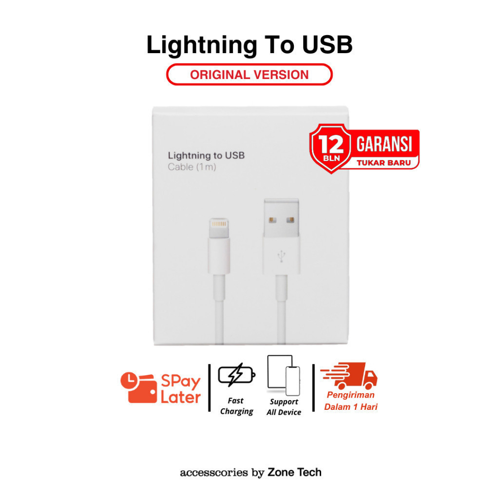 Jual Kabel Data USB to Lightning Fast Charging (GARANSI 1 TAHUN ...