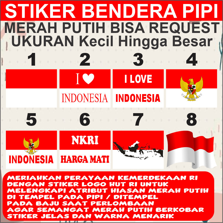 Jual Stiker Pipi Sticker Bendera Merah Putih Indonesia NKRI | Shopee ...