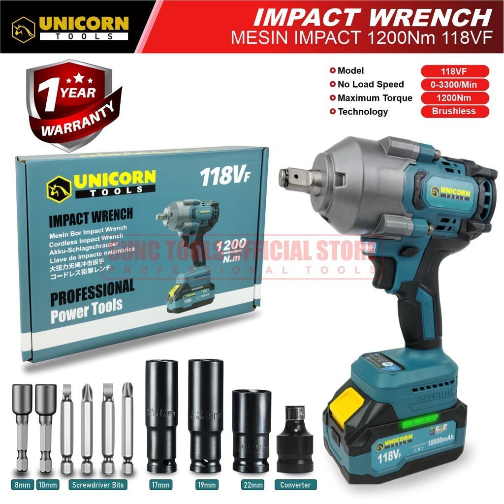 Jual UNICORN TOOLS Wrench Impact Mesin Impact Baterai Torsi Besar ...