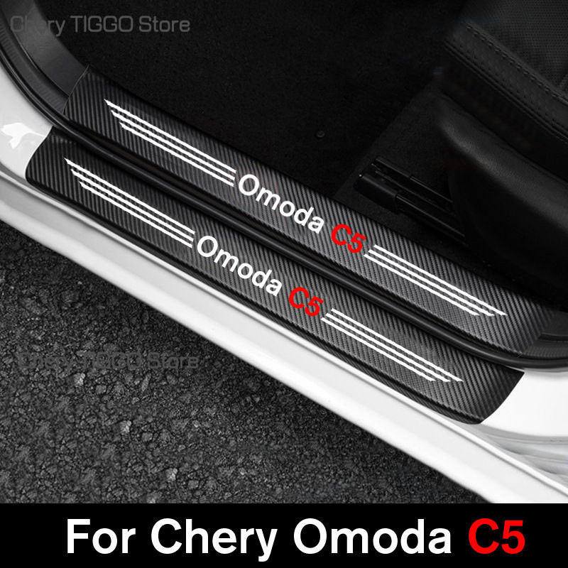 Jual Car Door Sill Leather Stickers For Chery Omoda C5 E5 2022-2024 ...