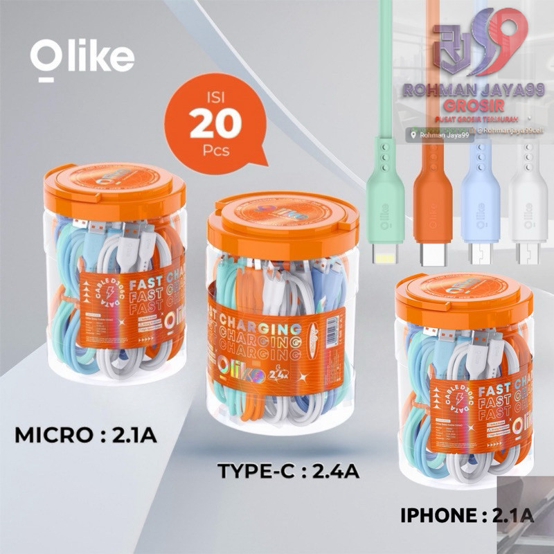 Jual 1 TOPLES ISI 20 PCS KABEL DATA 2.4A Olike D306M MICRO USB / D306C ...