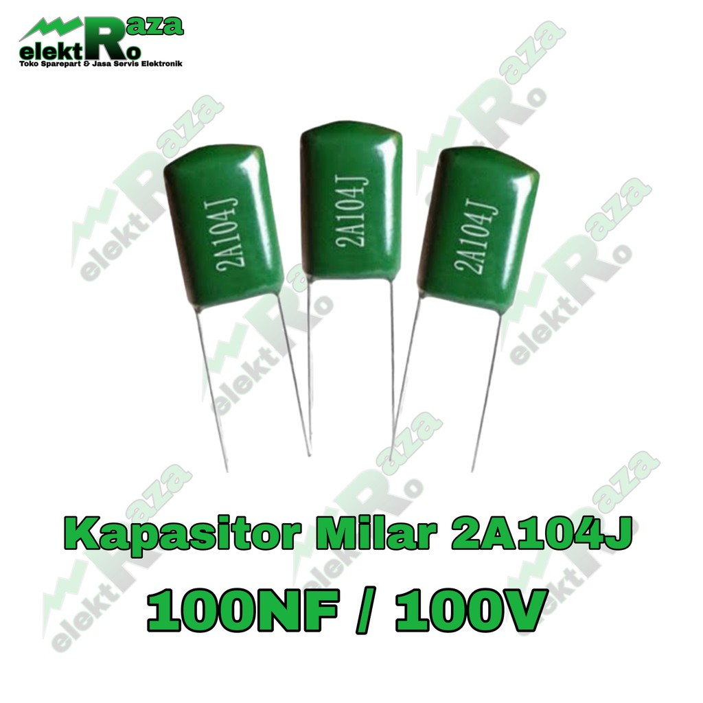Jual Kapasitor Milar 100nf 104 100 Volt | Capasitor Mylar 104J 2A104J ...