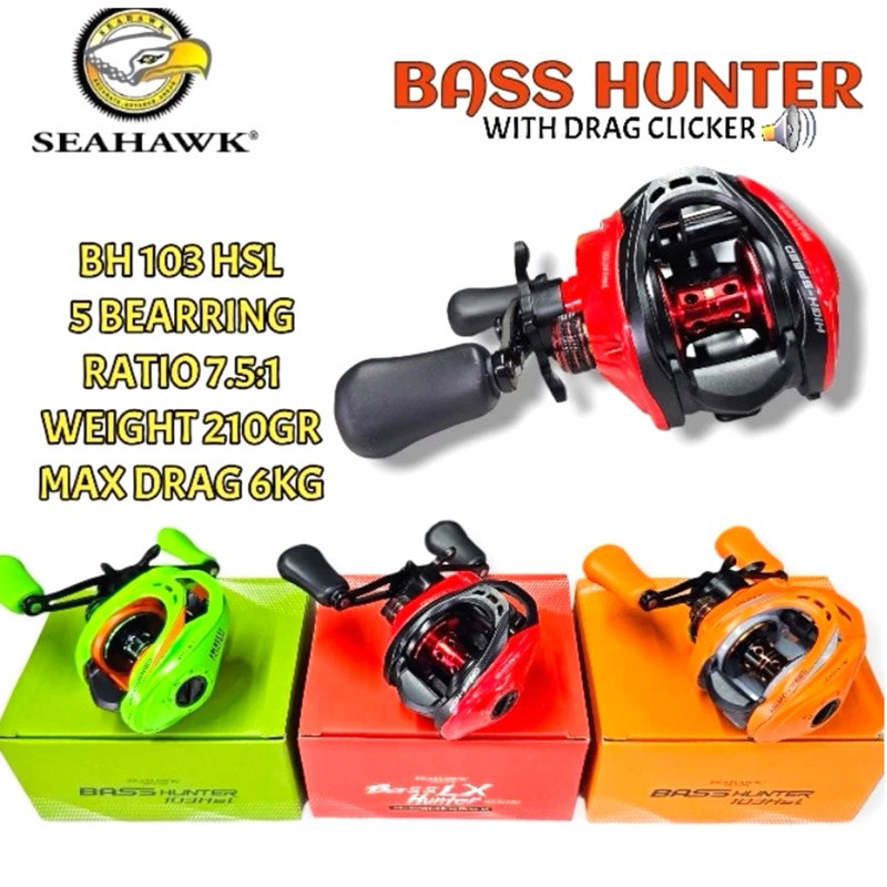 Jual Reel Bc Seahawk Bass Hunter 103HSL ( Clicker ) | Shopee Indonesia