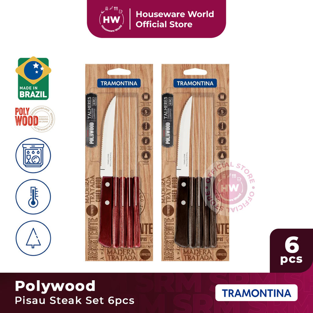 Jual TRAMONTINA Pisau Steak/Steak Knives Set Polywood 6pcs - 1 Set ...