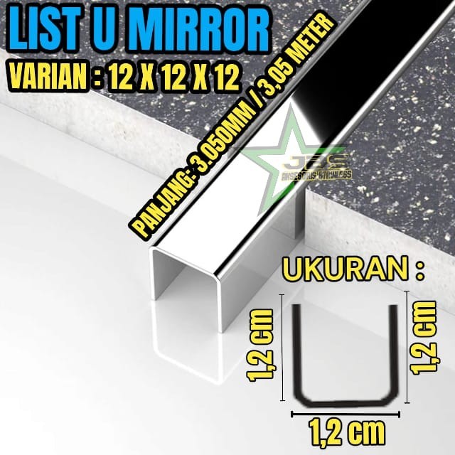 Jual SA99 LIST U MR STAINLESS SUS 201 12X12X12X3.050mm T. 0.8mm ...