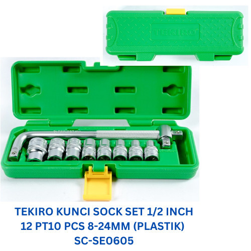 Jual TEKIRO KUNCI SOCK SET 1/2 INCH 12 PT10 PCS 8-24MM (PLASTIK) SC-SE0605 | Shopee Indonesia