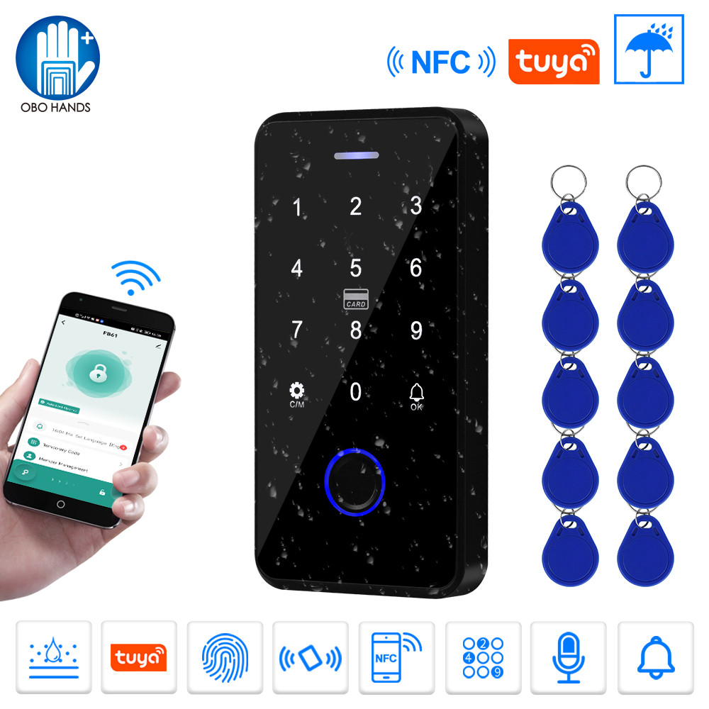 Jual NFC Bluetooth Tuya APP Access Control Keypad Waterproof RFID Keyboard 13.56MHz Biometric ...