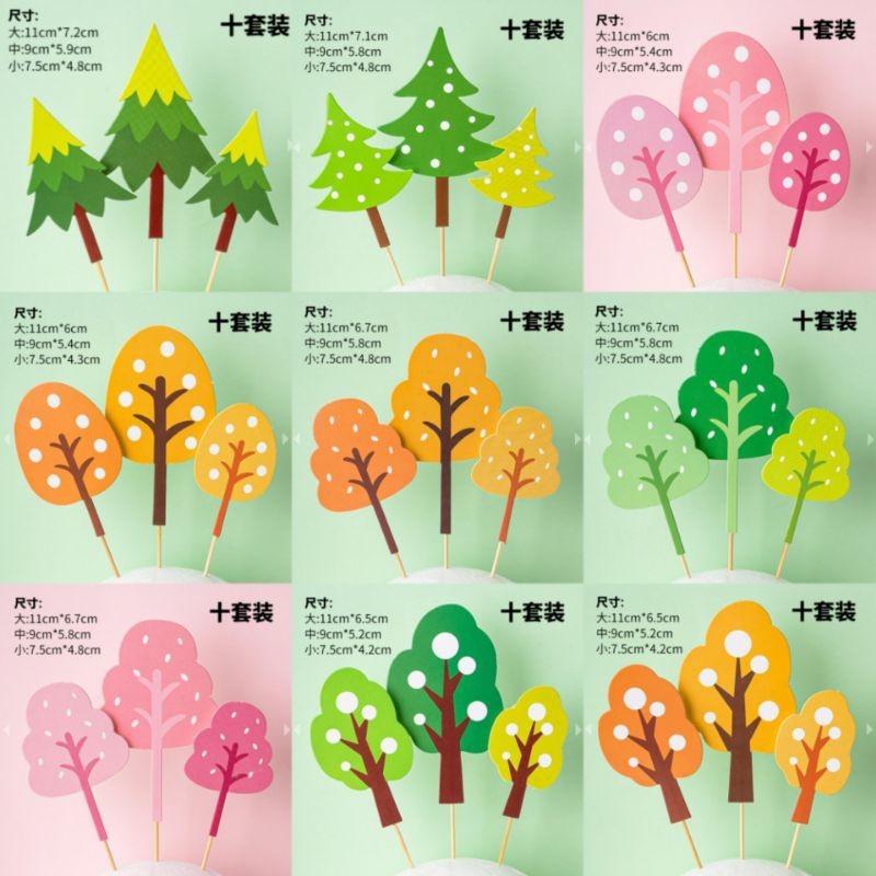 Jual Toper Kertas Pohon, Hiasan Kue Pohon Kertas, Pohon Warna Warni ...