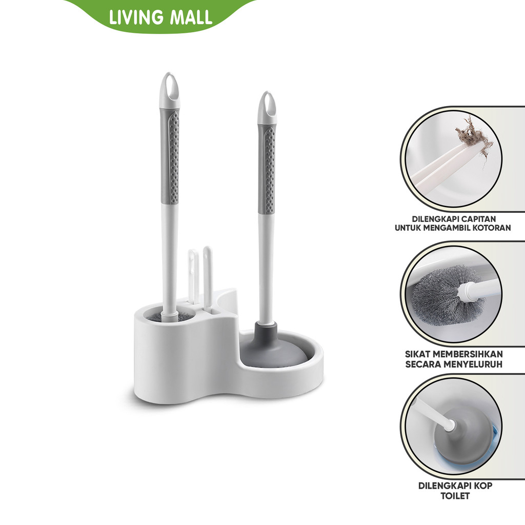Jual LIVING MALL Sikat Toilet 4in1 D32 Set Lengkap Alat Pembersih ...
