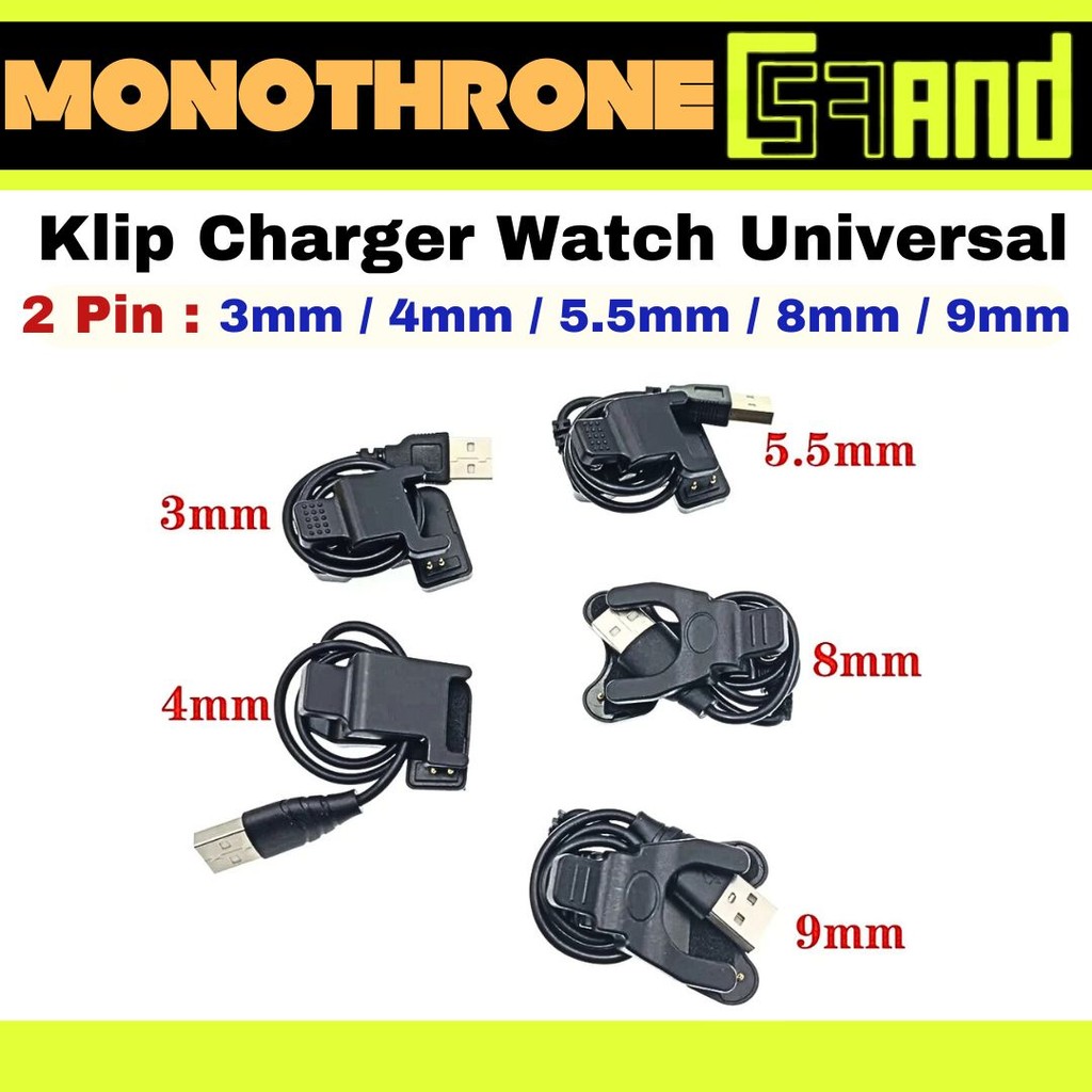 Jual Kabel Charger Jam 2 Pin 2pin 3mm 4mm 5.5mm 8mm 9mm 2 Pin 3 mm ...