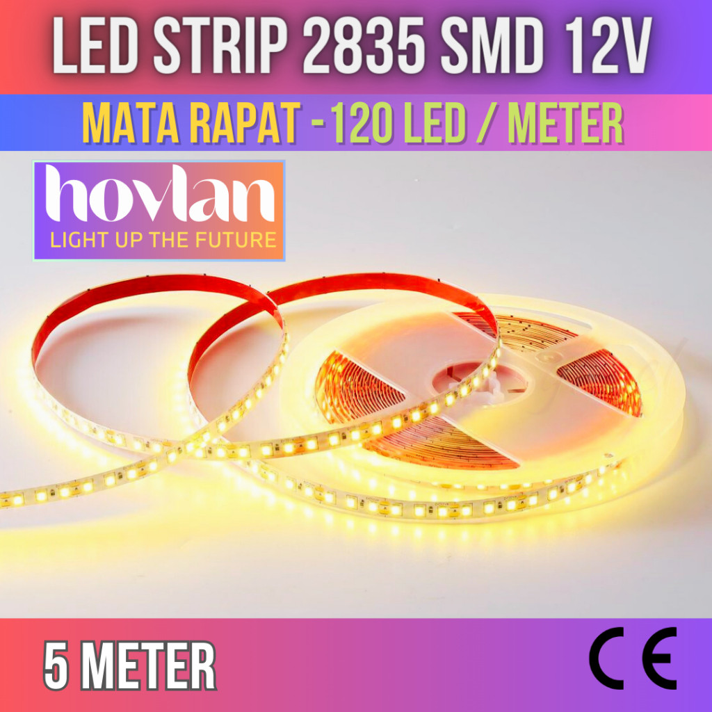 Jual Led Strip 2835 120 Mata Rapat SMD 12v Flexible Lampu 5 Meter Pita | Shopee Indonesia