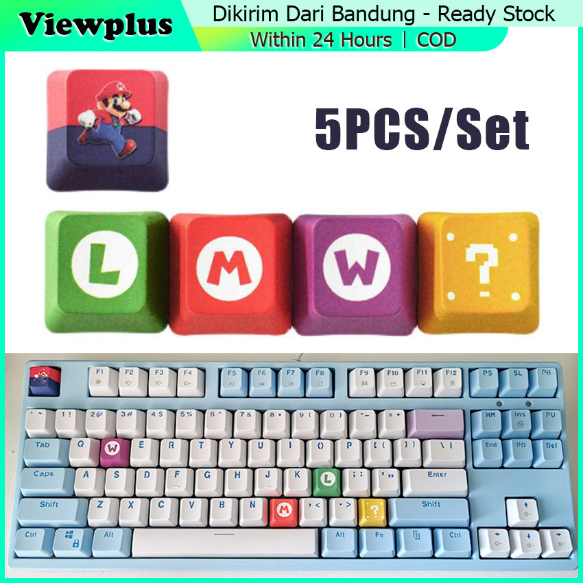 Jual 5Pcs Keycaps Mario PBT keyboard caps komputer dye-sub super mario ...