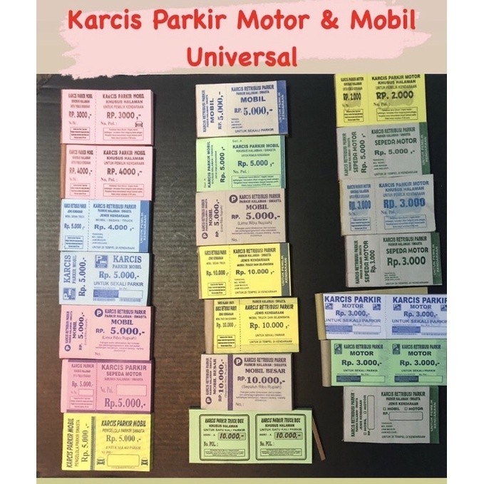 Jual KARCIS PARKIR MOTOR MOBIL UNIVERSAL KERTAS WARNA | Shopee Indonesia