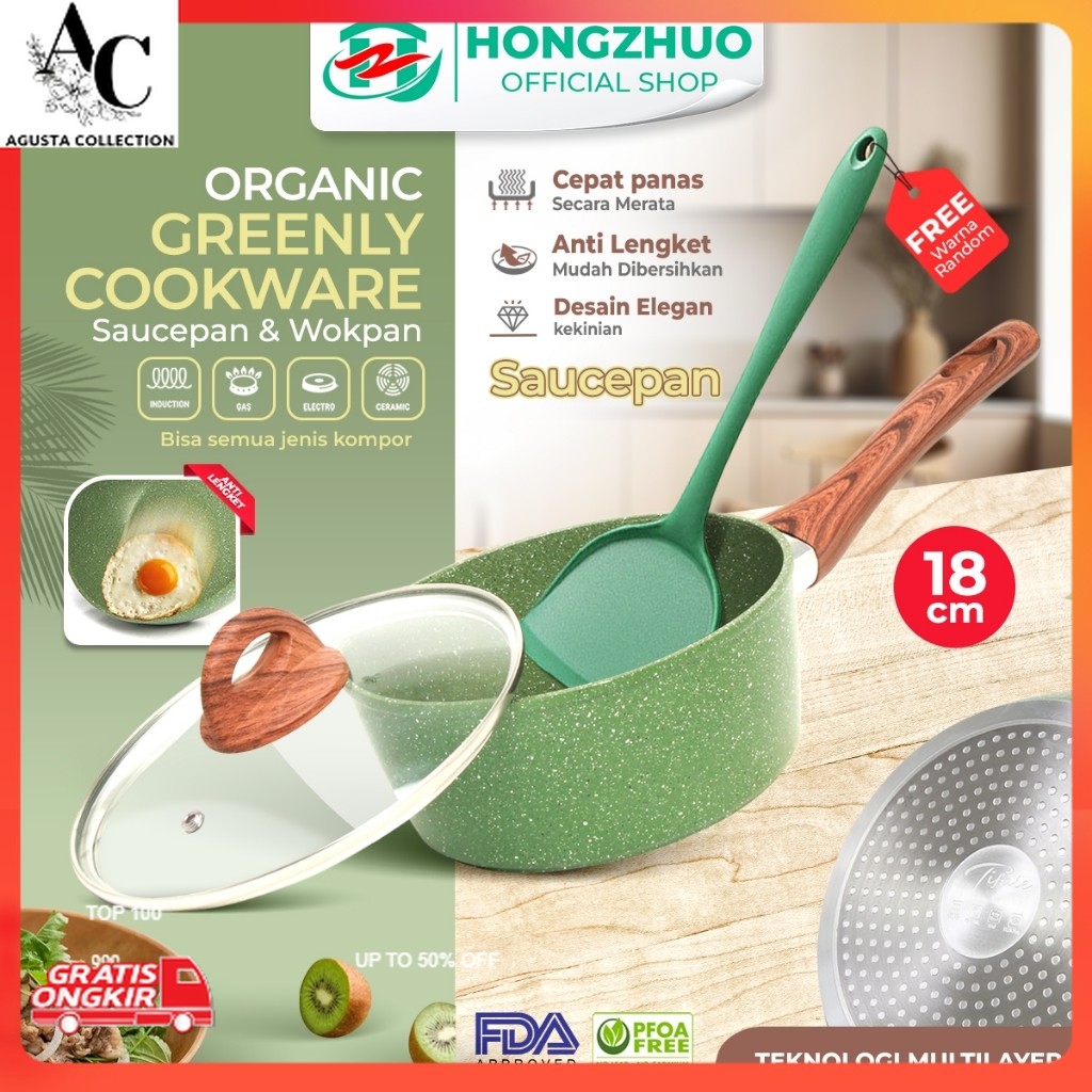 Jual Alat Masak Lengkap / Tifale by Hongzhuo Organic Greenly Cookware Saucepan 18cm + Glass Lid ...