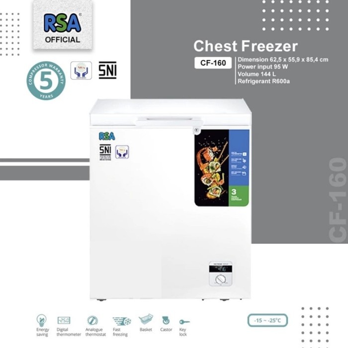 Jual RSA CF 160 Chest Freezer Daging 144 Liter - CF160 | Shopee Indonesia
