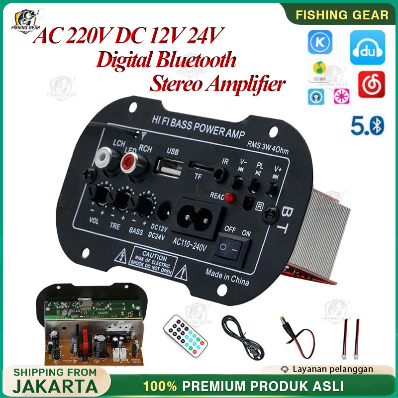 Jual D3 Mini Power Amplifier Board 220V 12V 24V Audio Bluetooth USB Radio TF DIY Subwoofer ...