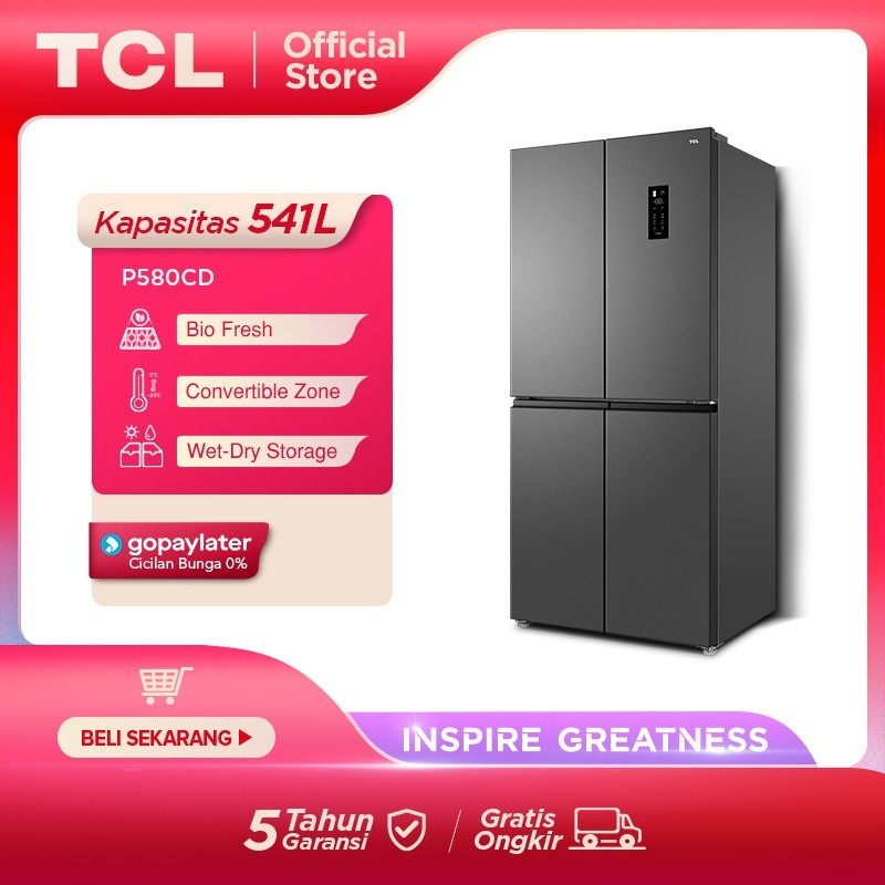 Jual TCL Kulkas 4 Pintu - 541 L No Frost Twin Eco Inverter (P580CD ...