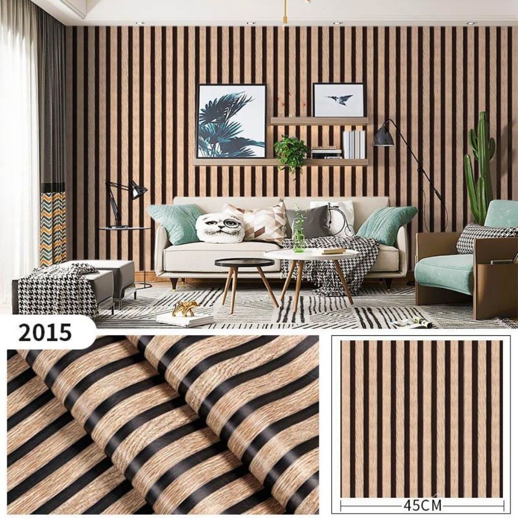 Jual Wallpaper Dinding Kayu Garis Panel 45cm x 9m Dekorasi Kamar ...