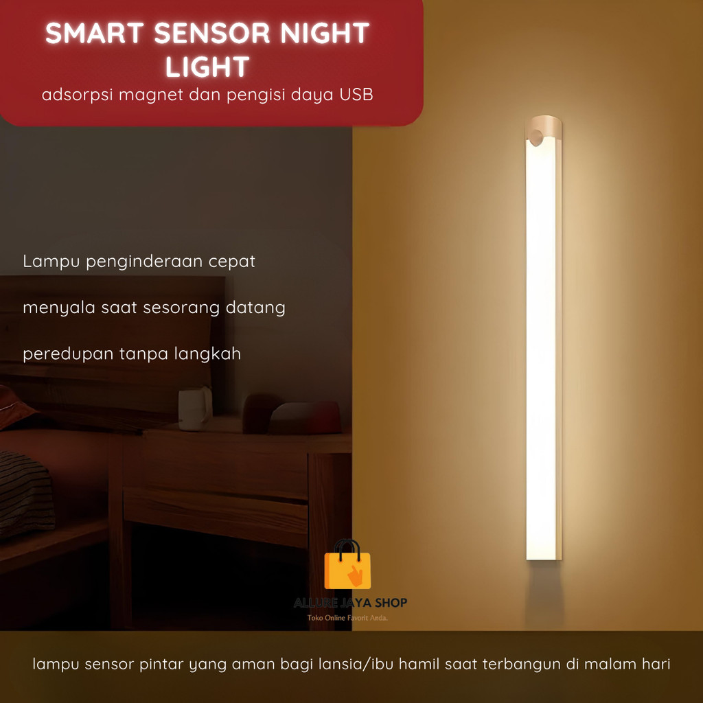Jual [AJS] Lampu LED Sensor Gerak Magnetic Tempel Dinding Otomatis ...