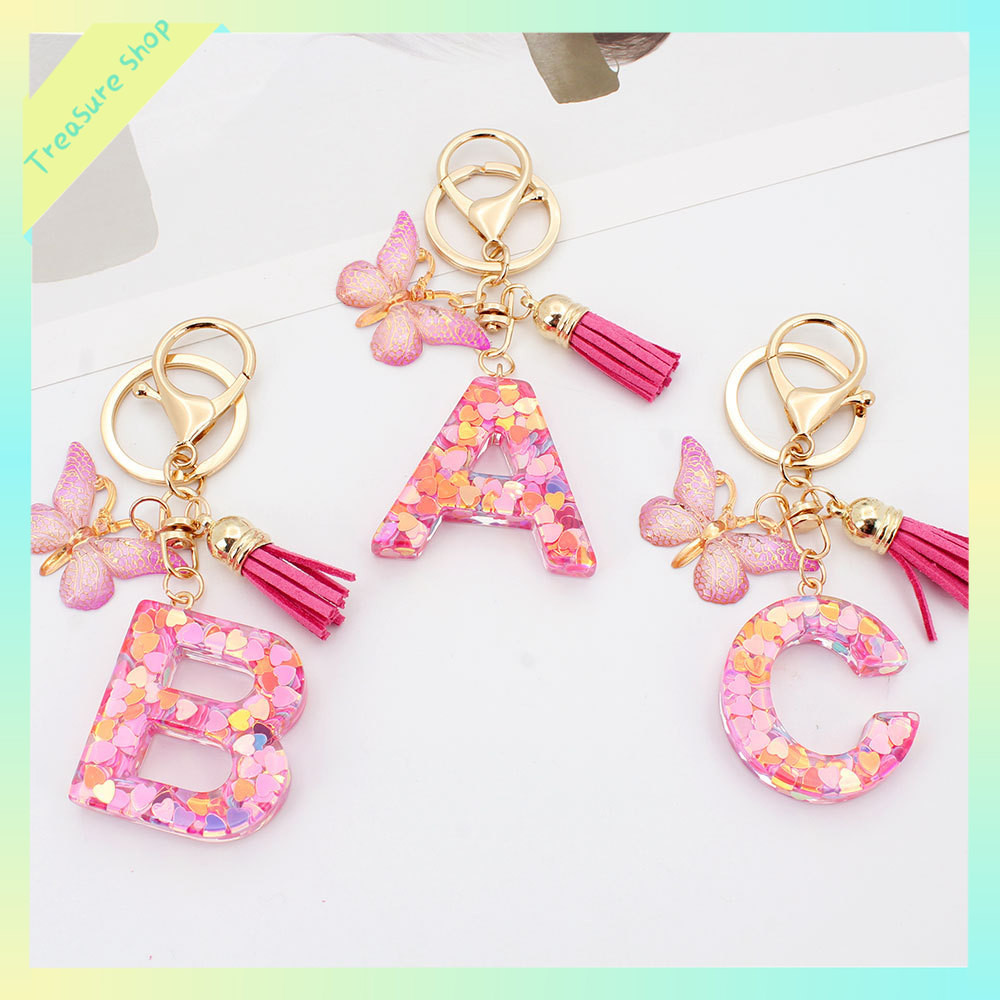 Jual Custom Resin Keychain Initials Alphabet Edition | Butterfly Resin ...