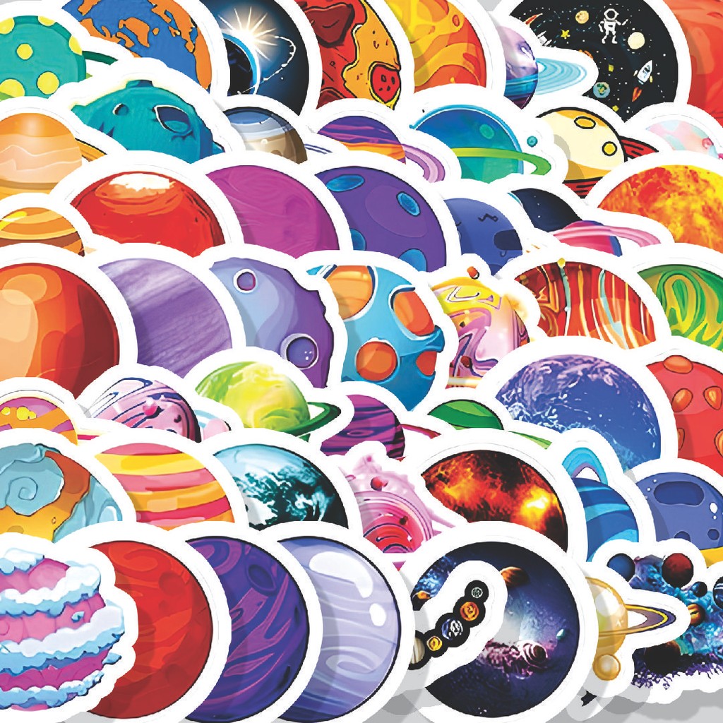 Jual Stiker Cutting Pack Stiker Space Universe Planet Cartoon [Kartun ...