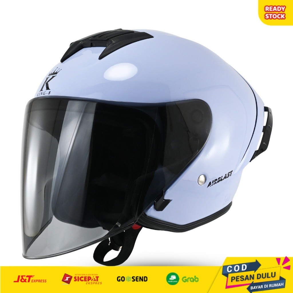 Jual New Helm Motor King8 Airblast Half Face Terbaru Helem Cowok Cewek ...